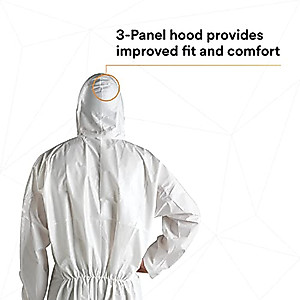 3M Protective Disposable Coveralls, Bulk Pack of 25 White Coveralls, Hooded with Elastic Cuff, Two-way Zipper, Antistatic Protection, XL, 4510-BLK-XL