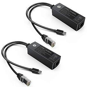 AuviPal 802.3af/at Compliant PoE Splitter (2 Pack), PoE to Micro USB 5V Power and 100Mbps Ethernet Adapter for Raspberry Pi, Fire TV Ethernet Adapter, Chromecast, Wyze Cam v2, Arlo 2 Pro, NanoPi