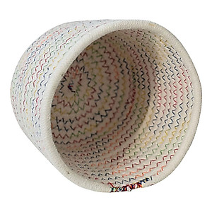 Alipis desktop storage basket toy storage bins with lids woven rope storage baskets Small Desktop Storage baskets with lids woven key baskets white Woven Basket child cotton rope Rattan