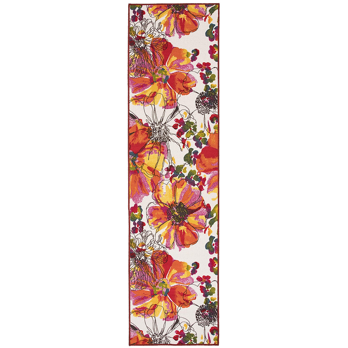 Modern Bright Flowers Non-Slip (Non-Skid) Area Rug Runner 2' X 7' (22" X 84") Multi