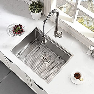 24 Inch Undermount Kitchen Sink, BoomHoze 24 x 19 Inch Stainless Steel Undermount Workstation Sink 16 Gauge Single Bowl Kitchen Sink Deep Bar Prep Sink with Accessories