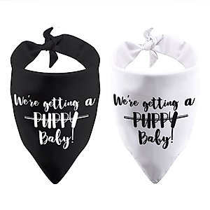 2 Pack We’re Getting a Puppy Baby Dog Bandana Pregnancy Announcement Baby Announcement Gift (Getting a Puppy Baby 2 pack)