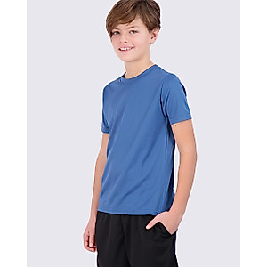 5 Pack: Boys Mesh Short Sleeve Shirts Crew Neck Boy Shirt T-Shirt TShirt Tops Tees Girls Youth Teen Active Wear Athletic Quick Dry Basketball Gym Sport Undershirt Tee Soccer Top -Set 9,XL 16-18