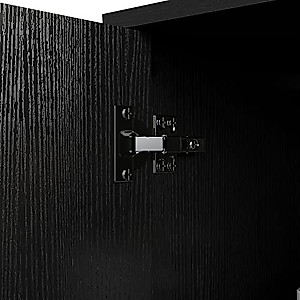 Panana Accent Sideboard Buffet Serving Cabinet with 2 Doors and Shelves Storage Cabinet White Coffee Bar Cabinet for Kitchen Dinning Room Living Room (41.81 inch, Black)