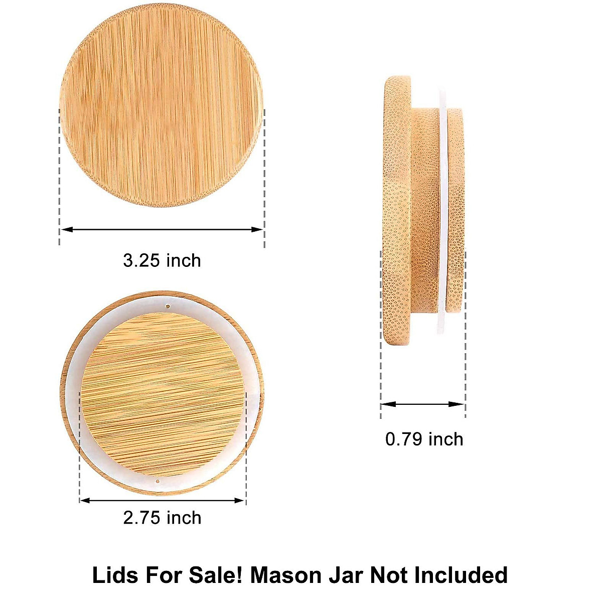 Bamboo Mason Jar Lids Wide Mouth Storage Canning Jar Lids, CNVOILA 6 Pack Lids for Wide Mouth Mason Jar