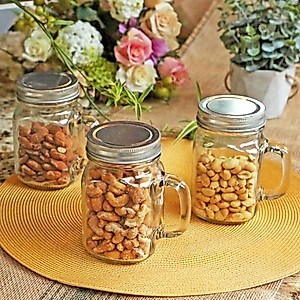 Kate Aspen 12 oz. Mason Jar Mugs With Handles & Solid Lid (Set of 6)| Kitchen Drinking Glass Cups | DIY Baby Shower Favors, Candy Jars, Rustic Wedding Decor and Party Favors