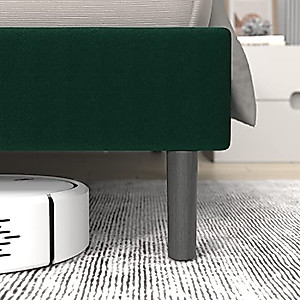 Flolinda King Size Bed Frame, Upholstered Bed Frame with Tall Tufted Velvet Headboard, Heavy Duty Metal Mattress Foundation with Wooden Slats, King Bed Frame No Box Spring Needed, Easy Assembly