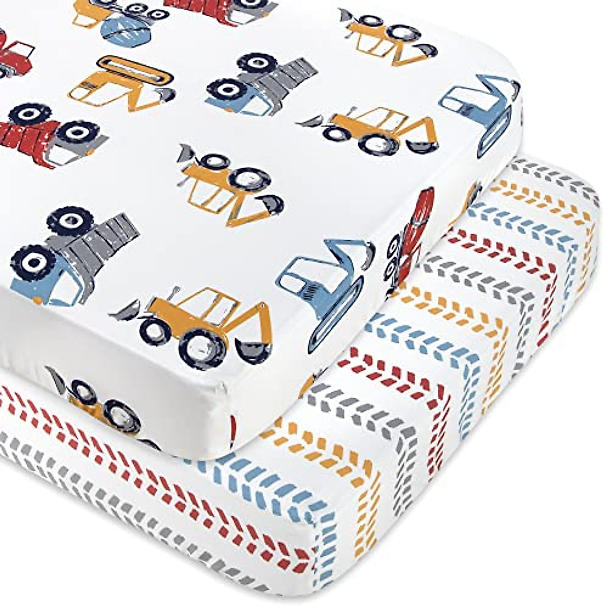 Standard Microfiber Fitted Crib Sheets for Baby Girl, Baby Boy, and Neutral, 2 Pack Crib Sheets Crib Essentials for Baby 28x52 Crib Sheets (Trucks & Arrows)