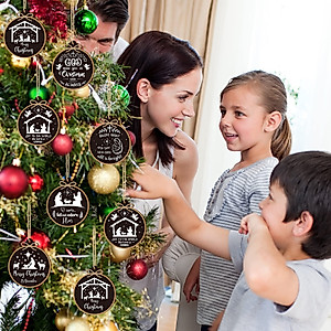 24 Pcs Nativity Christmas Tree Ornaments Religious Christmas Nativity Scene Set The Birth of Jesus Christmas Decorations Wooden Nativity Scene Christmas Tree Ornament (Classic Style)