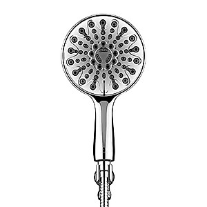 Couradric Handheld Shower Head, 6" Chrome Face 6 Spray Setting Shower Head with High Pressure, Brass Swivel Ball Mount and Extra Long Flexible Stainless Steel Hose