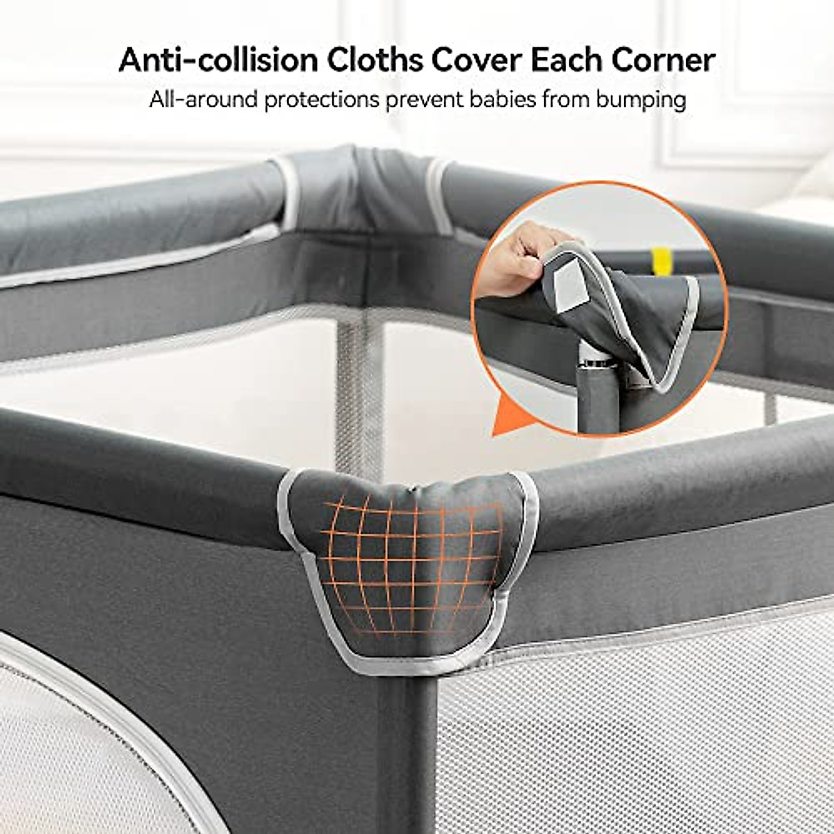 COMOMY Playpens for Babies and Toddlers, Small Baby Play Pens, Activity Center for Baby Safe and Non-Slip Baby Fence, Full Mesh Design, Indoor & Outdoor Kids Activity Center (Dark Grey, 36"x36")