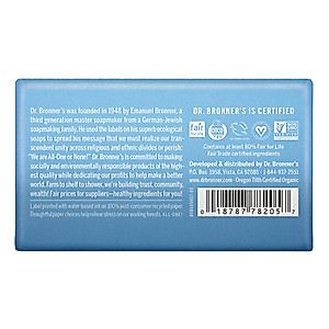 Dr. Bronner's - Pure-Castile Bar Soap (Baby Unscented, 5 Ounce, 12-Pack) - Made with Organic Oils, For Face, Body & Hair, Gentle for Sensitive Skin & Babies, No Added Fragrance, Biodegradable, Vegan