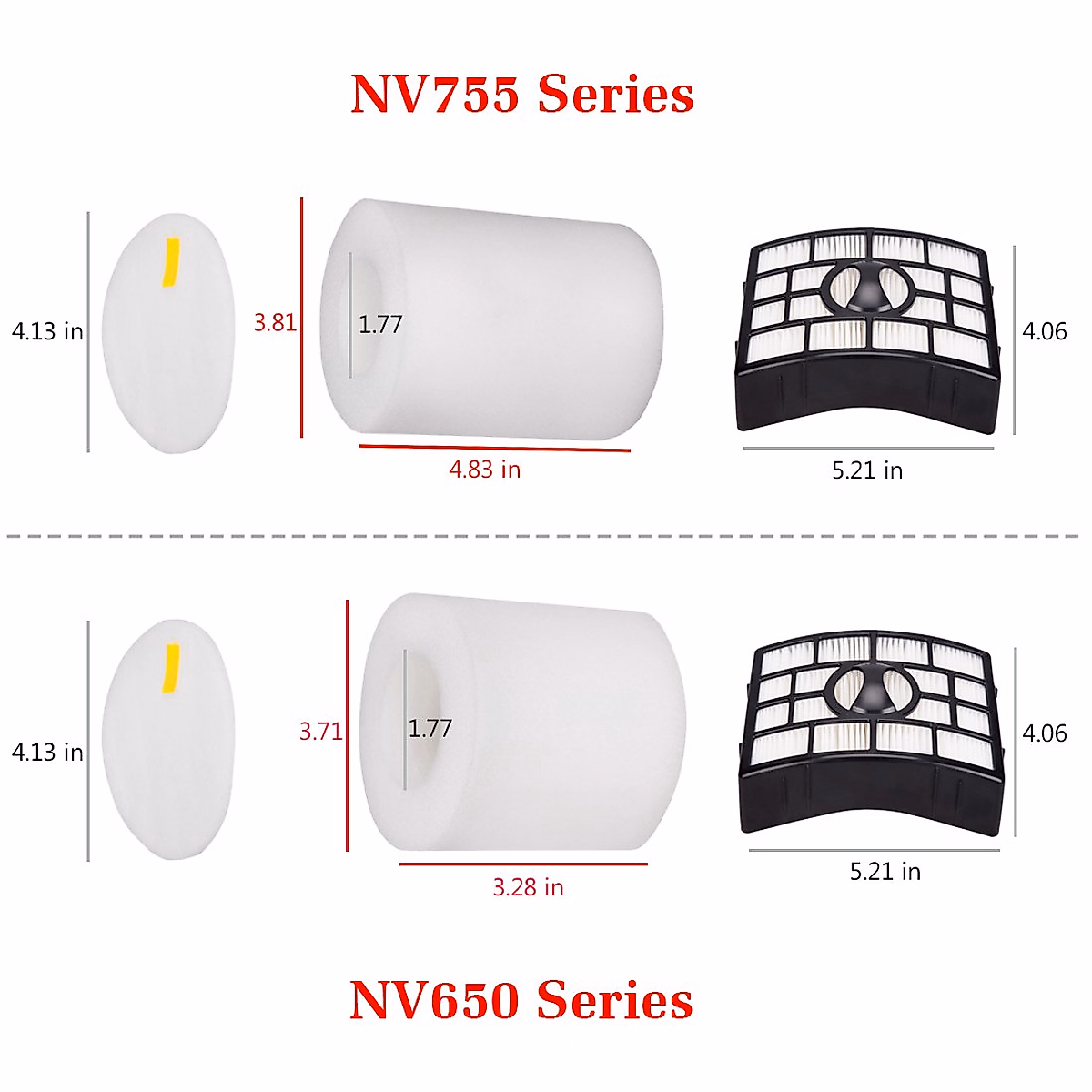 I-clean Replacement Shark NV650 Filters, Compatible with Shark Rotator Pro Lift-away NV650 NV752 NV751 NV651 NV652,APEX AX950, AX952 Vacuum Cleaner Parts,Parts # XFF650 & XHF650