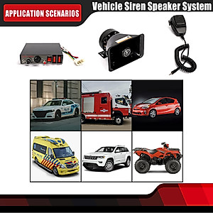 9 Tones Police Siren 200W Wired Handheld Microphone Loudspeaker Emergency Siren Electronic PA System Amplifier Black Plastic Square Speaker DC12V