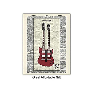 Guitar Wall Decor Poster Set - Musician Gifts for Jimi Hendrix, Eddie Van Halen, John Lennon, Jimmy Page, Eric Clapton, Music Fans - Home Decor, Wall Art, Print Set - 8x10
