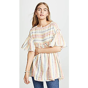 Free People Women's Summer Nights Dress, Sunray Combo, Yellow, Stripe, Medium