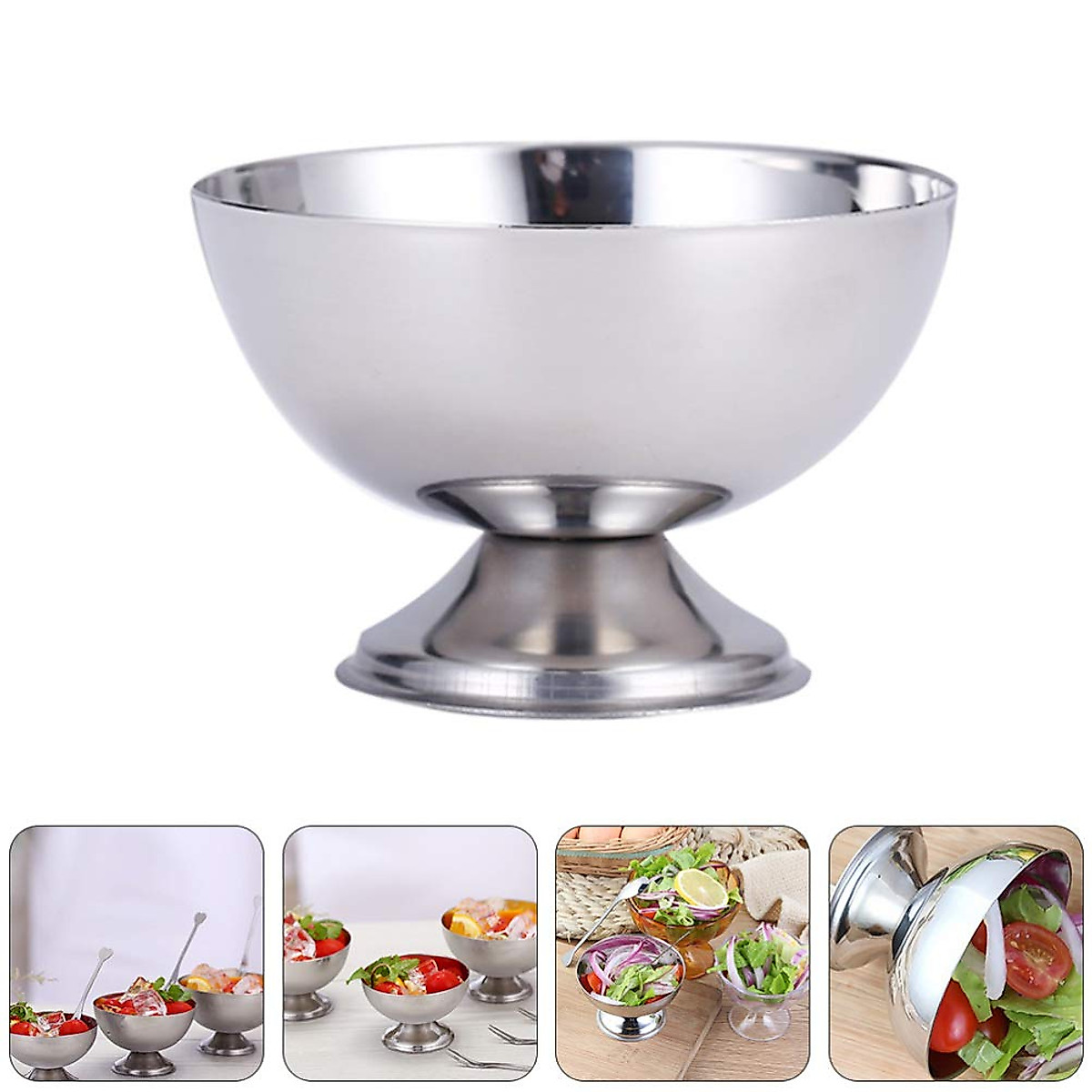 Yardwe Stainless Steel Bowl Dessert Bowl Sauce Bowls Ice Cream Fruit Snack Candy Cup Appetizer Plates Serving Portion Cups Ramekins for Home Kicthen 10. 7x7cm