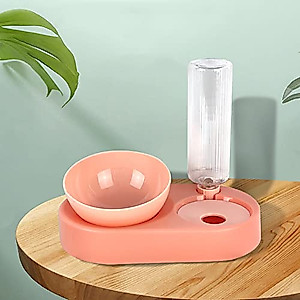 Raised Cat Bowls with Automatic Water Dispenser Bottle, Elevated 0°-15°Adjustable Tilted Pet Food Water Feeder Bowls Stress-Free Suit for Cats Dogs