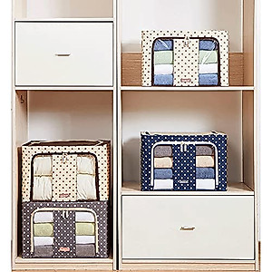 WINIAER Under Bed Clothes Organizer, 100L Fabric Storage Bags Stackable Storage Bins Closet Organizer Oxford Cloth Steel Frame Closet Storage Bins for Bedding, Clothes