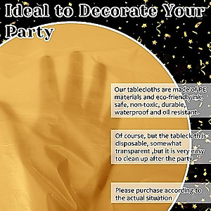 Plastic Table Cloth Disposable Table Cover Plastic Table Cloth for Indoor or Outdoor Tables Parties Picnic Birthdays and Weddings, 54" x 108"(Black, Gold, 12 Pcs)