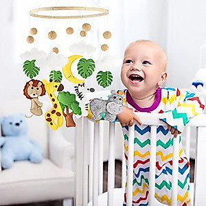 Woodland Mobile for Crib, Crib Mobile for Girls, Boys, Jungle Animals Baby Mobile for Bassinet, Pack and Play, Safari Nursery Mobiles, Gender Neutral Baby Gift