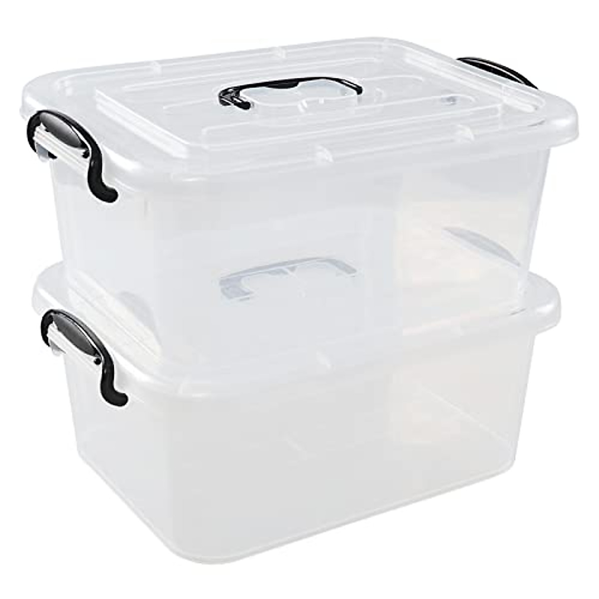 Buyitt 2-Pack Plastic Storage Box with Lid, 8 Quart Clear Storage Bin