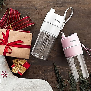 Pink Personal Blender - Portable Shakes & Smoothies Maker, 16 Oz, USB Rechargeable, Fresh Juicer