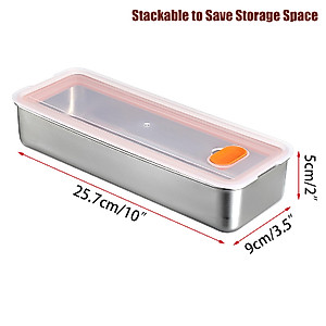 JUXYES Bacon Storage Container for Refrigerator, Stainless Steel Bacon Storage Box for Fridge with Transparent Lid, Airtight Bacon Storage Keeper, Deli Meat Saver Cuts Food Storage Organizer