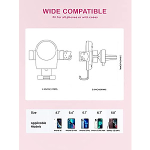 L'Puluva Phone Mount for Car, Car Phone Holder 360 Degree Adjustable Pink Air Vent Clip Car Phone Mount Compatible with All Cell Phones, Cell Phone Holder Car Accessories for Women and Girls