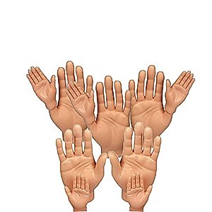 5pcs Finger Hands Puppet & 5pcs Mini Finger Hand Puppet for Finger Hand Puppets| Soft Vinyl Little Finger Puppet Party Favors Novelty Gag Toys Practical JokeToy | Assorted Tones (Black, Tan or White)