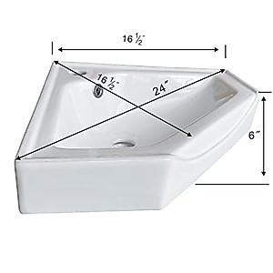 Renovators Supply Manufacturing Alexander II Modern Bathroom Wall Mount Corner Sink White with Overflow
