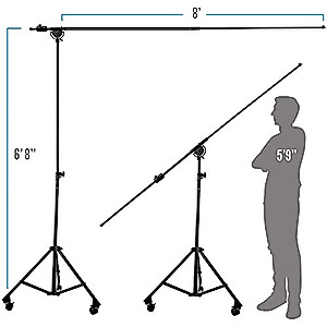 AxcessAbles Heavy Duty Microphone Boom Stand with Weighted Tripod Base | 80-inch Height Overhead Mic Stand | 96 Inch Boom Arm Stand | Shotgun Video Mic Stand | All Metal, No Plastic Parts