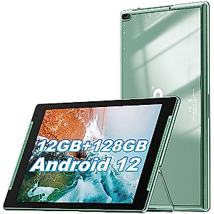 Android Tablet, 10 Inch Tablet with Stand/Glass Housing, 12GB RAM 128GB ROM with 512GB Expand Tablets, WiFi6, IPS + Touch Screen, 6000mAh Battery, Bluetooth5.0, GPS, Dual Camera (Green)
