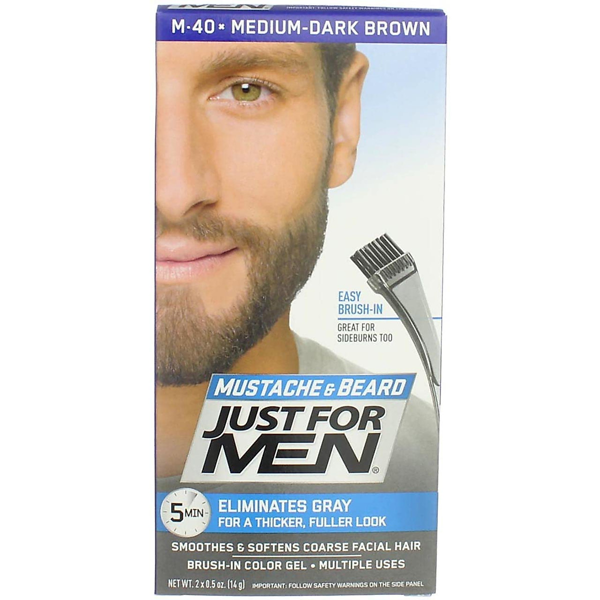 JUST FOR MEN Brush-In Color Gel, Medium-Dark Brown M-40 1 ea (Pack of 2)