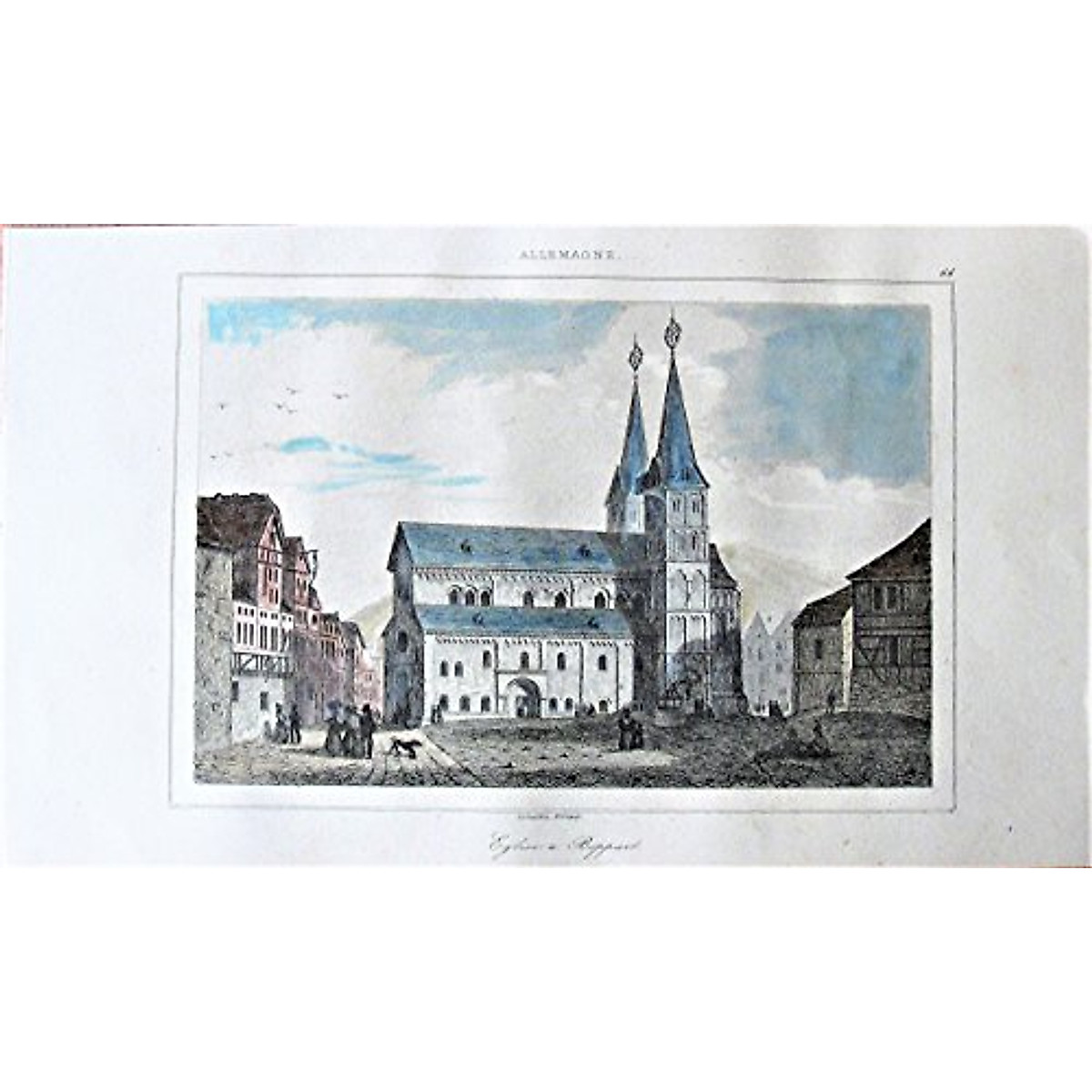 Antique Steel Engraving: Église à Boppart