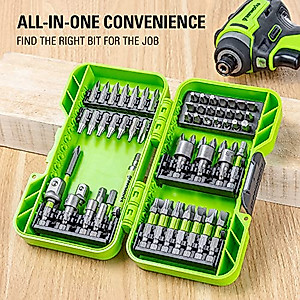 Greenworks 70-Piece Impact Rated Driving Set,Screwdriver Bit Set,Precision-Milled Bit,Modular Case,Magnetic Bit Holder