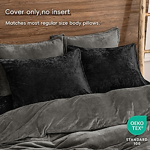 PHF Truly Velvet Pillowcases Standard Size, No Insert, 2 Pack Ultra Soft Breathable Pillow Shams Covers with Envelope Closure, 20" X 26" Luxury Cozy Warm Fuzzy Flannel, Black