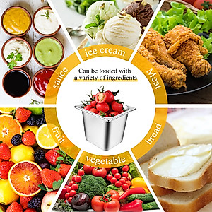 8 Packs Stainless Steel Hotel Pans 1/6 Size x 6" Deep Steam Table Pan with Lids Commercial Food Storage Containers Stackable Metal Steamer Pan Anti-Jam Hotel Pan Restaurant Warm Pans for Buffet Party