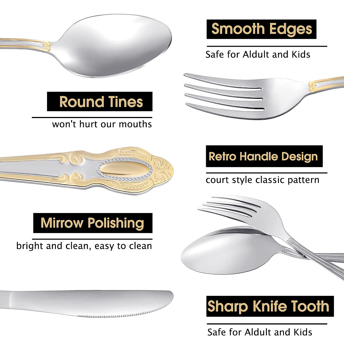 40 Pcs Gorgeous Gold Silverware Set 18/10 Stainless Steel Heavy Utensil Set Dishwasher Safe, Service for 8, Fine Silverware Flatware for Family Wedding Restaurant Hotel (Silver)