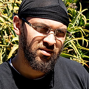 Vintage Small Clear Lens Rimless Retro Yellow Gold Plated Frame Hip Hop Rectangle Men Frameless 90’s Shades Black Arm Fashion Frameless Square Clear Tinted Glasses