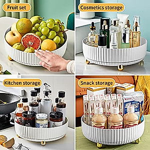 Lazy Susan, Makeup Organizer,Turntable Organizer for Cabinet, Plastic Rotating Turntray Container Bins, Round Spinning Organization for Pantry, Fridge, Countertop, Vanity, Spices, Condiments (Large)