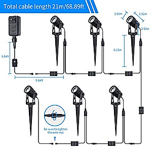 Landscape Lighting,RGB Spotlight with Remote Timer 20 Colors 16 Modes Low Voltage Landscape Lights, 18W 21M Color Changing Garden Lights Outdoor Lights for Yard Lawn Tree Patio Wall Décor -6 Pack