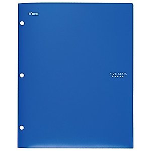 Five Star 2 Pocket Folder, Stay-Put Folder, Plastic, Folders with Pockets, Color Selected for You, 1 Count (33210)