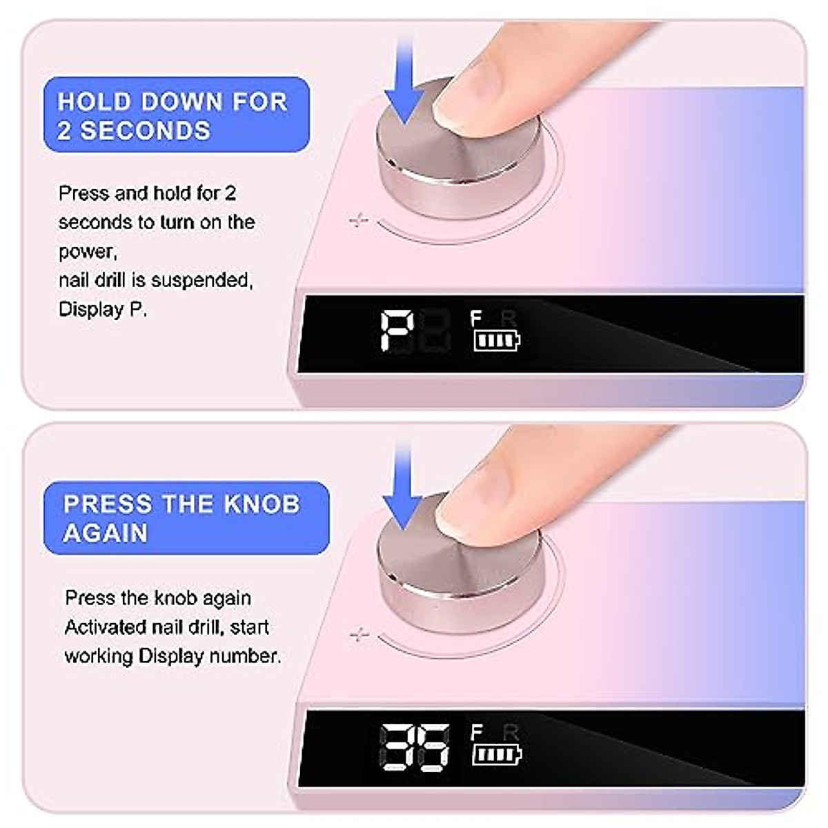 Professional Nail Drill Machine,Electric Acrylic Gel Nails Kit Portable E File 35000RPM Rechargeable Manicure Pedicure Polishing Shape Tools for Home and Salon (UV-501（Multicolor）)