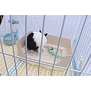 RUBYHOME Oversize Rabbit Litter Box with Drawer, Corner Toilet Box with Grate Potty Trainer, Bigger Pet Pan for Adult Guinea Pigs, Chinchilla, Ferret, Galesaur, Small Animals, 16.9 inch Long (White)