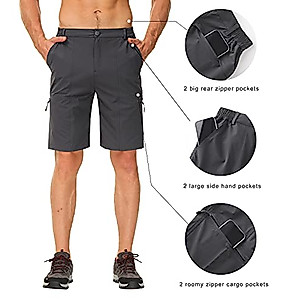 Libin Men's Outdoor Hiking Shorts Lightweight Quick Dry Stretch Cargo Shorts Travel Fishing Golf Tactical Shorts, Grey L
