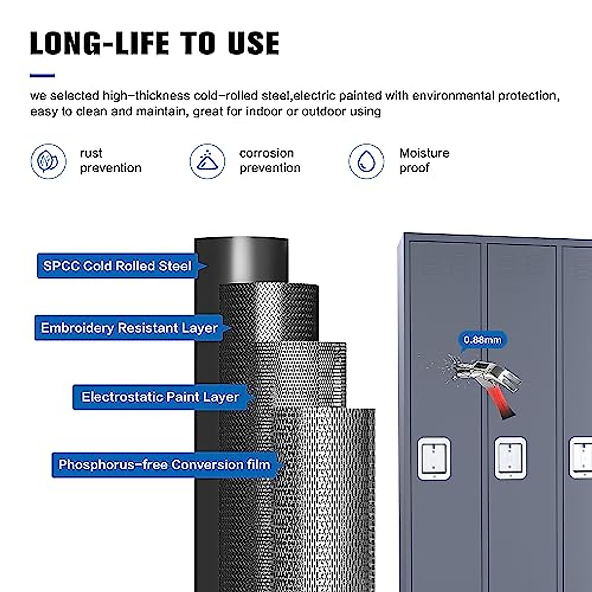 GangMei Latest Version 3 Doors Metal Storage Locker Combination, 72" Steel Storage Lockers for Employees, Lockable Storage Cabinet for Home, Gym, School, Office. Assembly Required (3 Doors, Black)