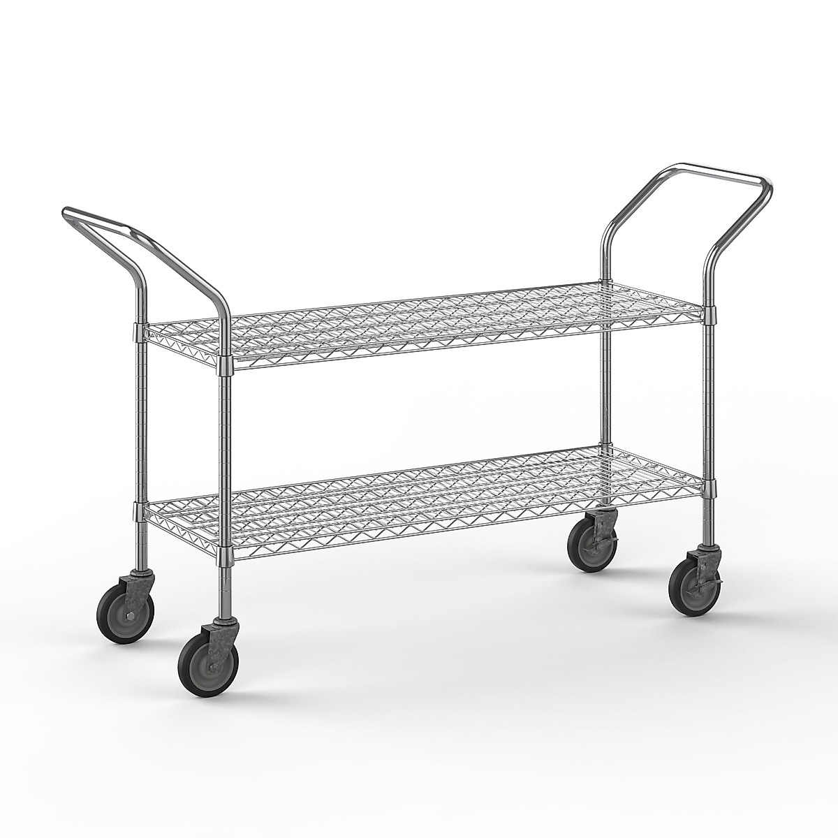 18" W x 48" L x 36" H Chrome Heavy Duty Utility Cart | 2-Tier | NSF Commercial Storage Rack Mobile Unit | Storage and Mobility Solution for Your Business