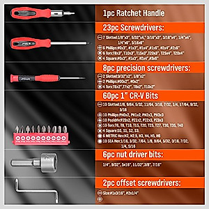 HORUSDY Tools for Men | 102-Piece Magnetic Screwdriver Set with Plastic Racking, Includs Precision screwdriver and Magnetizer Demagnetizer DIY Tools for Men Tools Gift