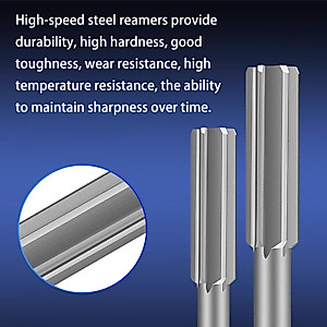 Mriuuod Chucking Reamer Set, 1/8" 3/16" 1/4" 5/16" Reamer, H7 Straight Flutes Lathe Machine Reamer, High Speed Steel Round Shank Milling Cutting Tool Reamer for Bore Machining 4pcs